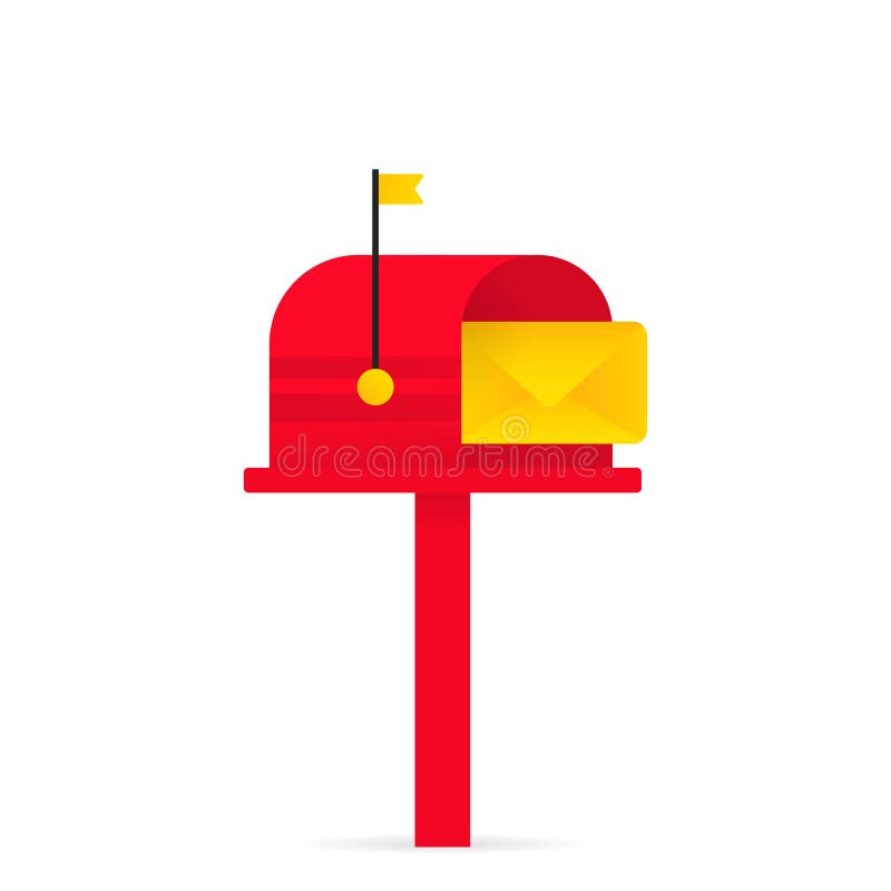 Mailbox Icon. Opened Red Mailbox with an Envelope. Vector on Isolated ...