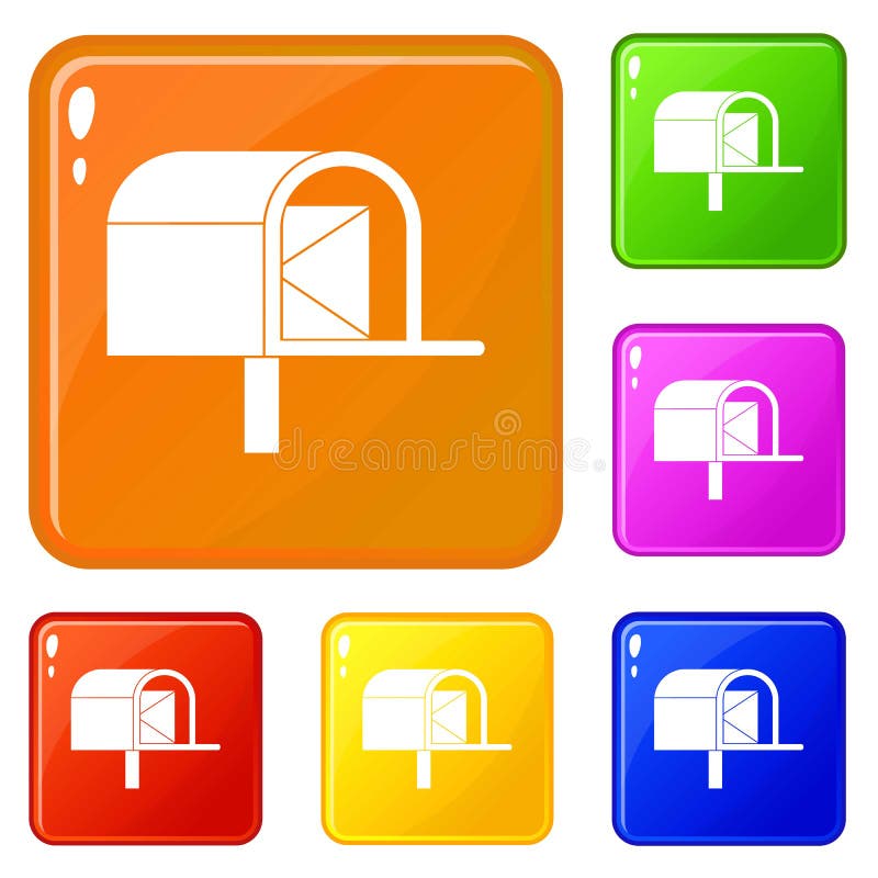 Mailbox icons set flat stock vector. Illustration of mail - 96263373