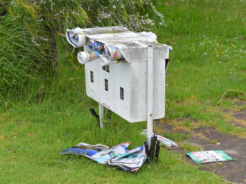 Mailbox with Junk Mail Sticking Out Editorial Image - Image of full ...