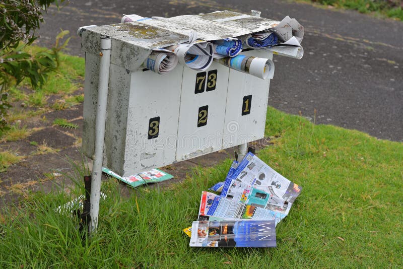 Mailbox with Junk Mail Sticking Out Editorial Image - Image of full ...