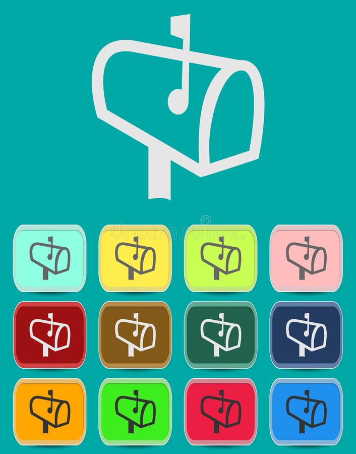 Mailbox with Letters Icon with Color Variations Stock Vector ...