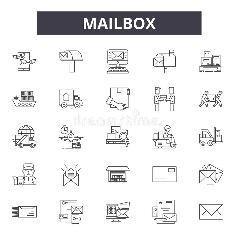 Mailbox Line Icons, Signs, Vector Set, Outline Illustration Concept ...