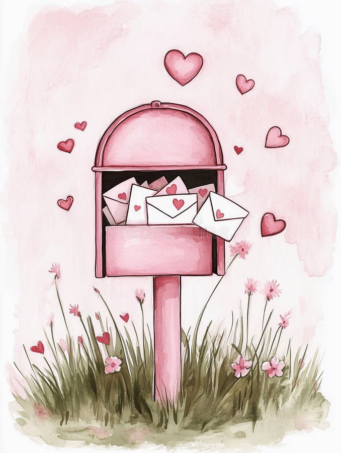 Mailbox with love letters stock illustration. Illustration of gift ...