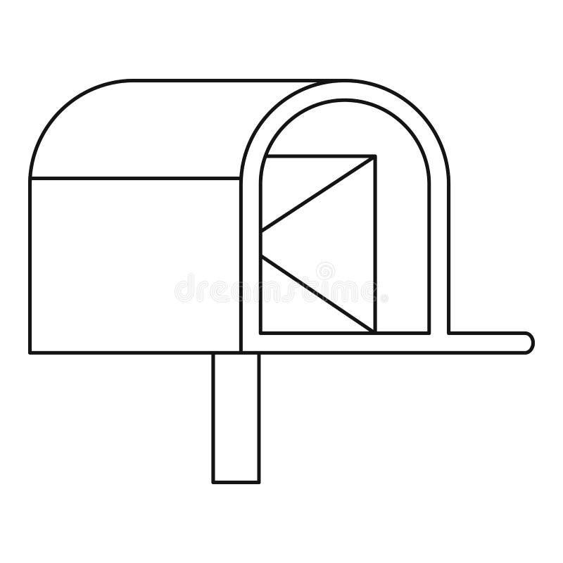 Mailbox with Mail Icon, Outline Style Stock Vector - Illustration of ...