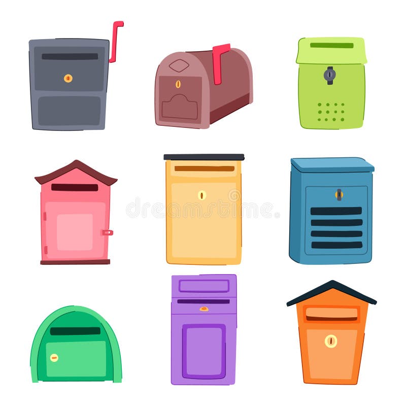Mailbox Mail Set Cartoon Vector Illustration Stock Vector ...