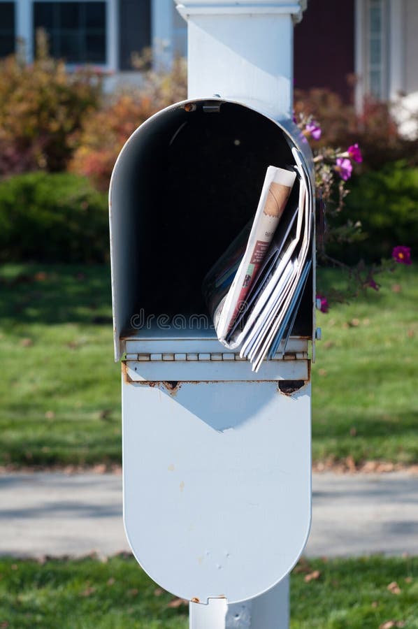 Mailbox with Newspaper and Letters Stock Photo - Image of ...