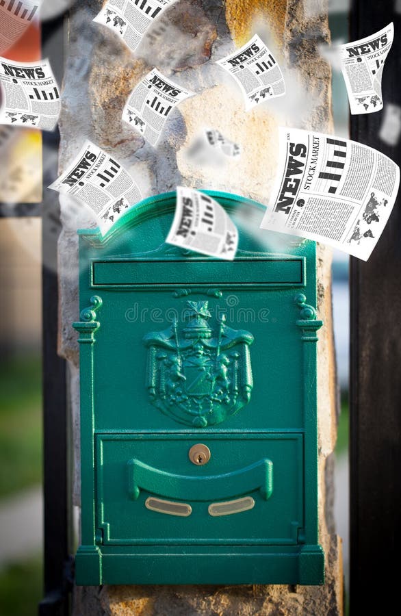 Mailbox with daily Newspapers Flying Stock Photo - Image of card ...