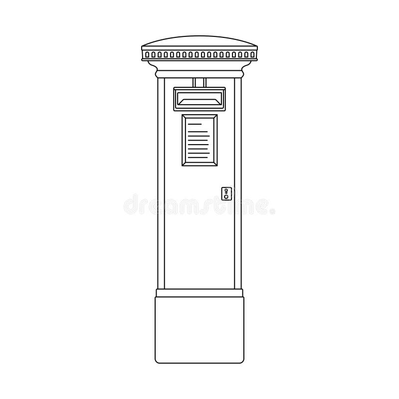 Mailbox Outline Icon Illustration on Isolated White Background Stock ...