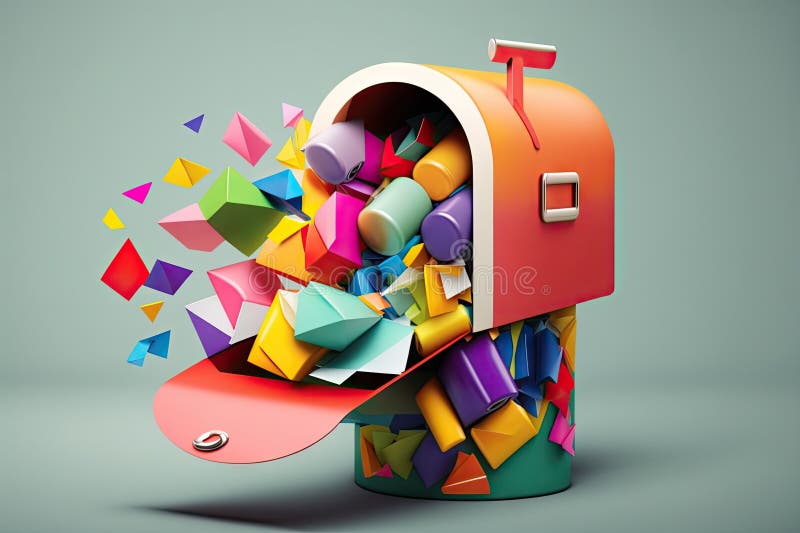 Mailbox with Pile of Colorful Letters Inside, Illustration Stock ...