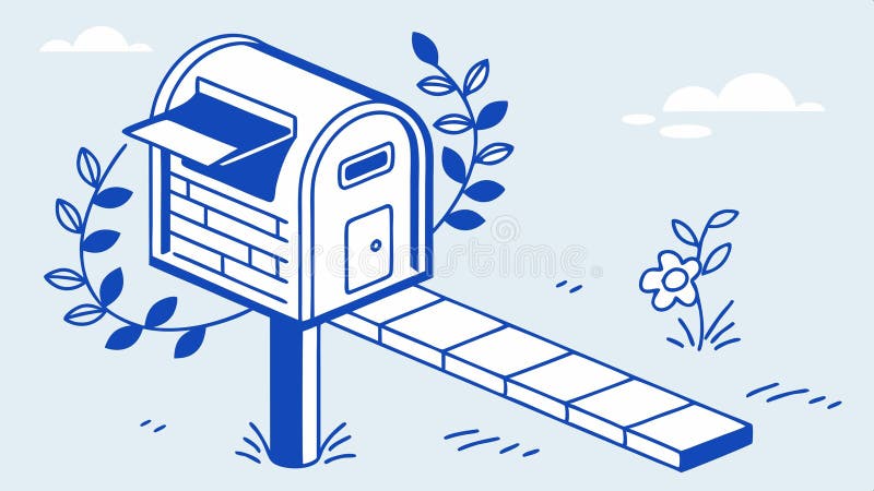 Mailbox on Post Illustration, Symbolizing Communication Delivery Mail ...