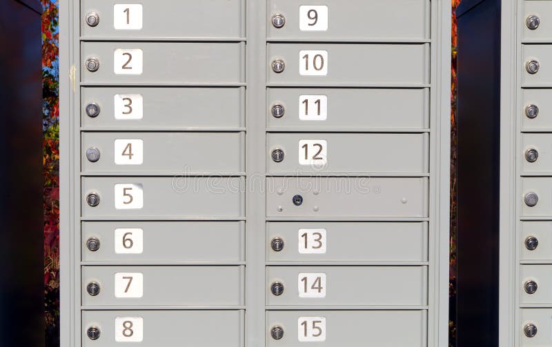 Many Postage Lockers Mailbox Array Shipping Messages Stock Photo ...