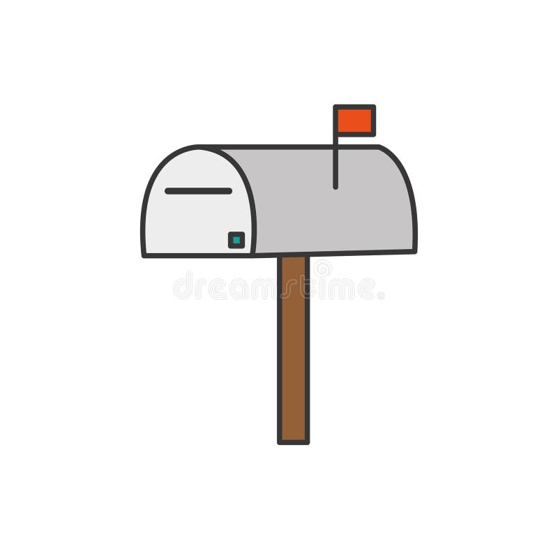 Mailbox with Red Flag Up. Vector Stock Vector - Illustration of parcel ...