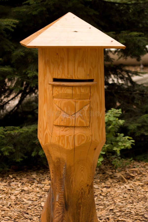 Unique Wooden Mailbox in the Forest. Stock Photo - Image of postman ...