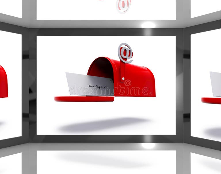 Mailbox on Screen Shows Electronically Mailing Stock Illustration ...