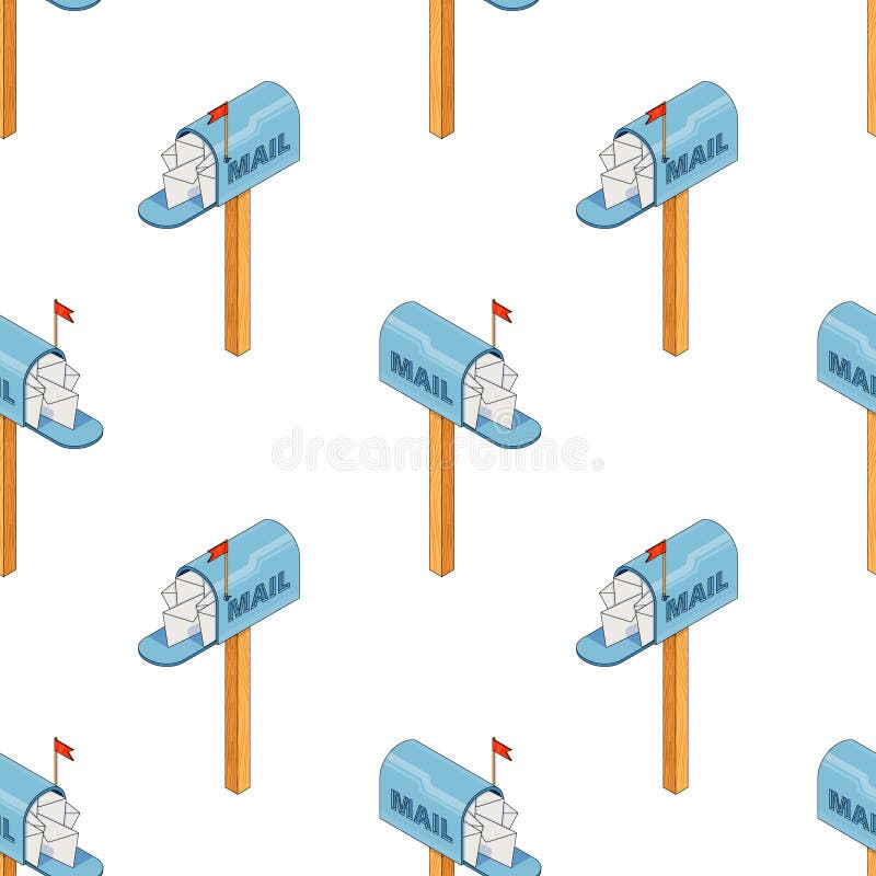 Mailbox Seamless Pattern. 3D Isometry, Isolate. an Image of a Mailbox ...