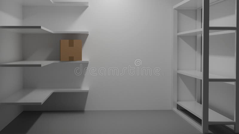 Mailbox on Shelf Logistics Center in Empty Warehouse, 3D Model ...