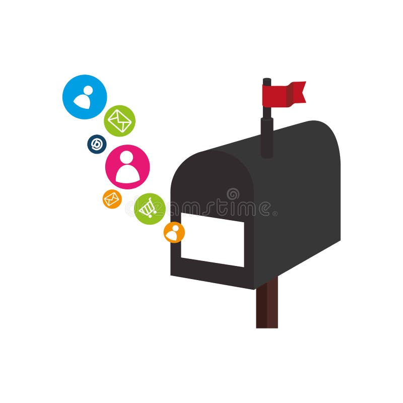 Mailbox with Social Media Icons Stock Vector - Illustration of vector ...