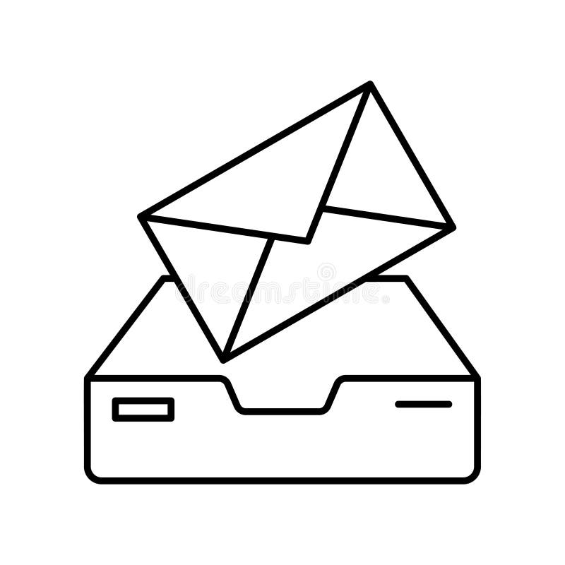 Mailbox or Storage Icon for Email Inbox with Envelope Stock Vector ...