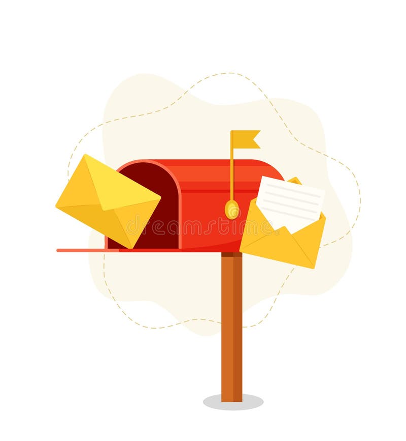 Mailbox Vector Illustration Isolated on White, Flat Post Office Box ...