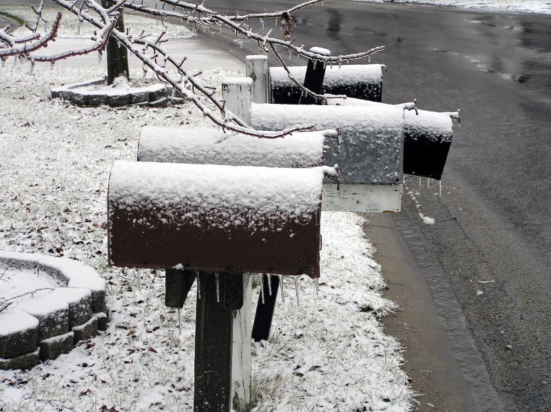 Frozen row of mailboxes stock image. Image of mailboxes - 35801915