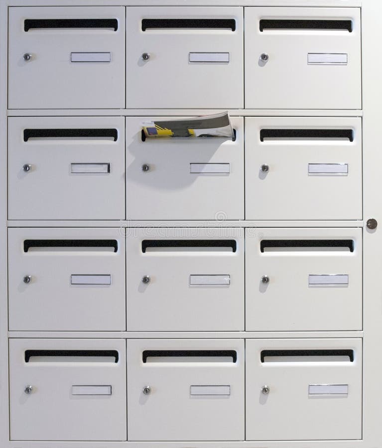 Mailboxes in a building stock photo. Image of group - 153219310