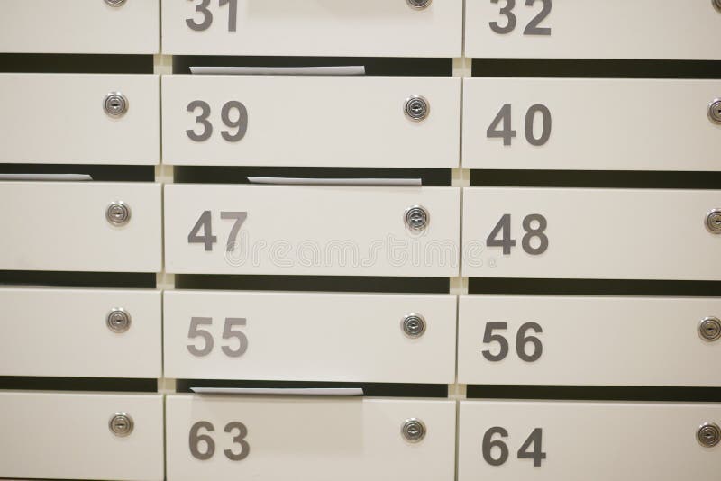 Mailboxes Lined Up in a Modern Postal Facility Stock Image - Image of ...