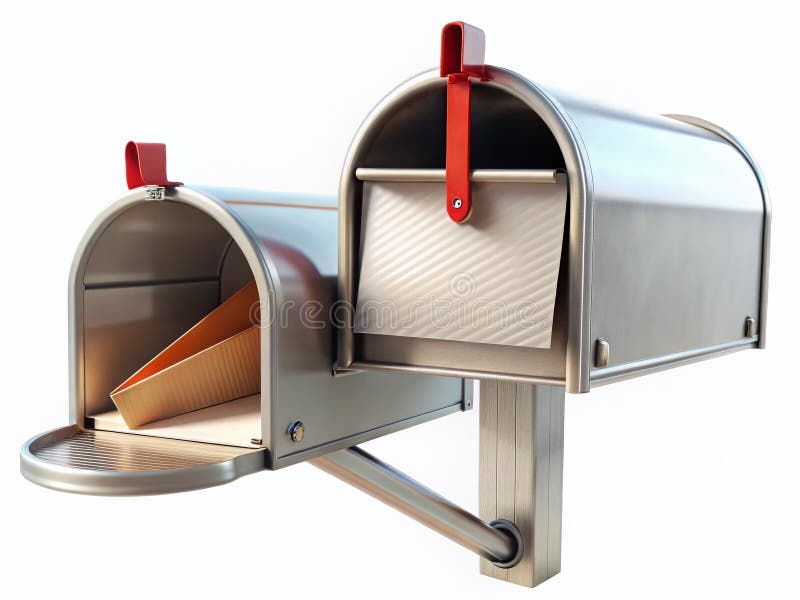 Mailboxes Open and Closed Filled with Assorted Letters Isolated on ...