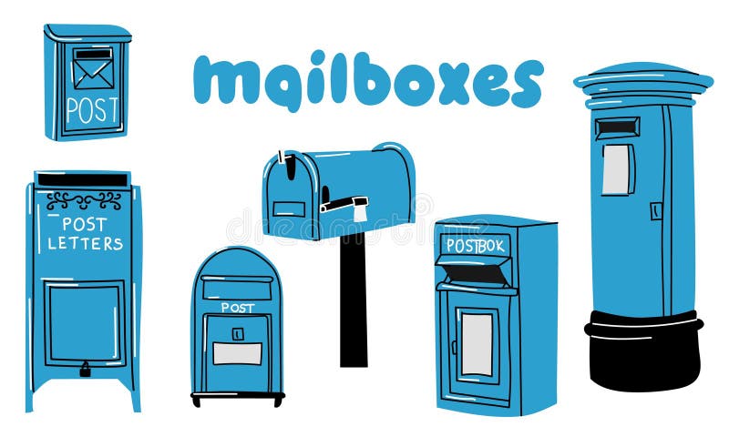Mailboxes, Set of Mailboxes for Blue Letters with Name. Various ...