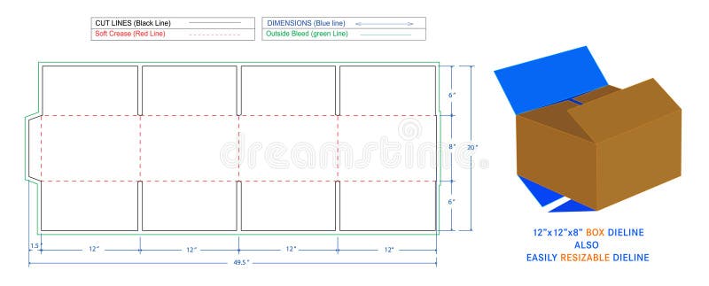 Mailer Shipping Box Corrugated Custom Box Dieline Template Stock Vector ...
