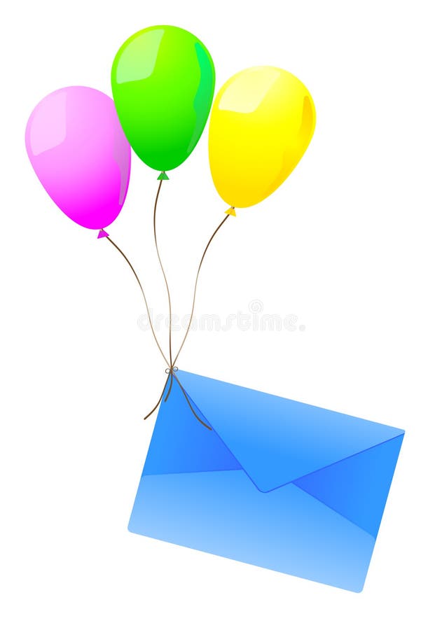 Mailing Envelope and Balloons Stock Vector - Illustration of helium ...