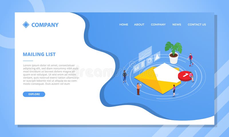 Mailing List Concept for Website Template or Landing Homepage Design ...