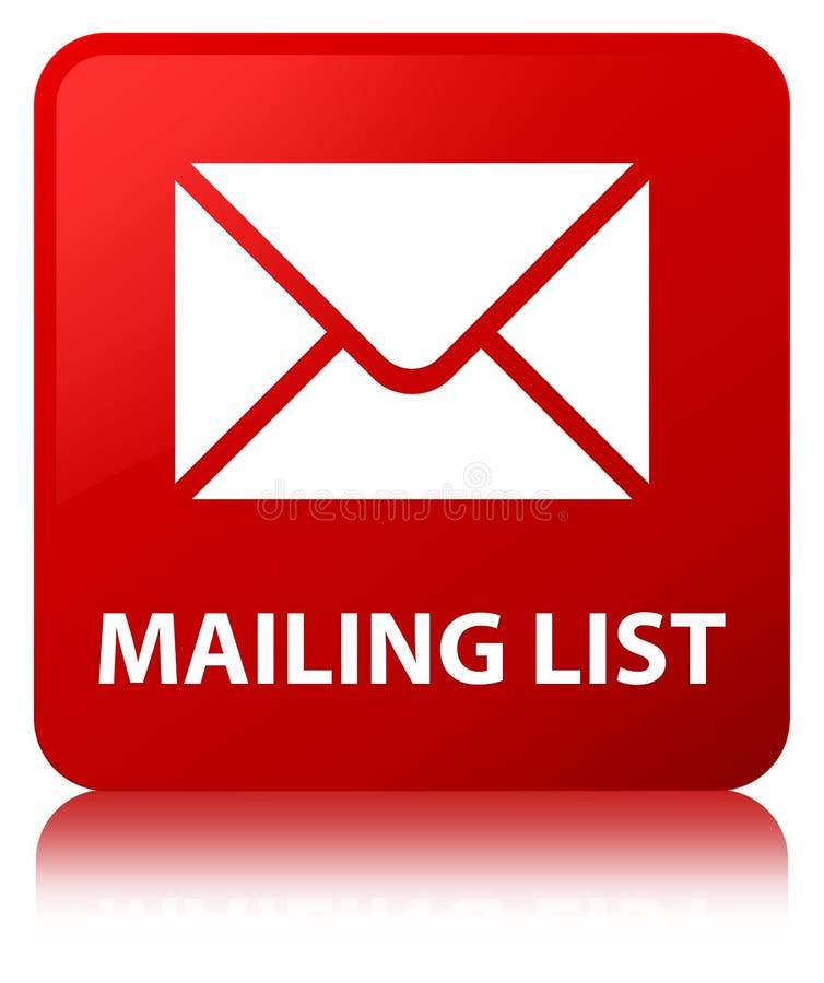 Mailing List Red Square Button Stock Illustration - Illustration of ...