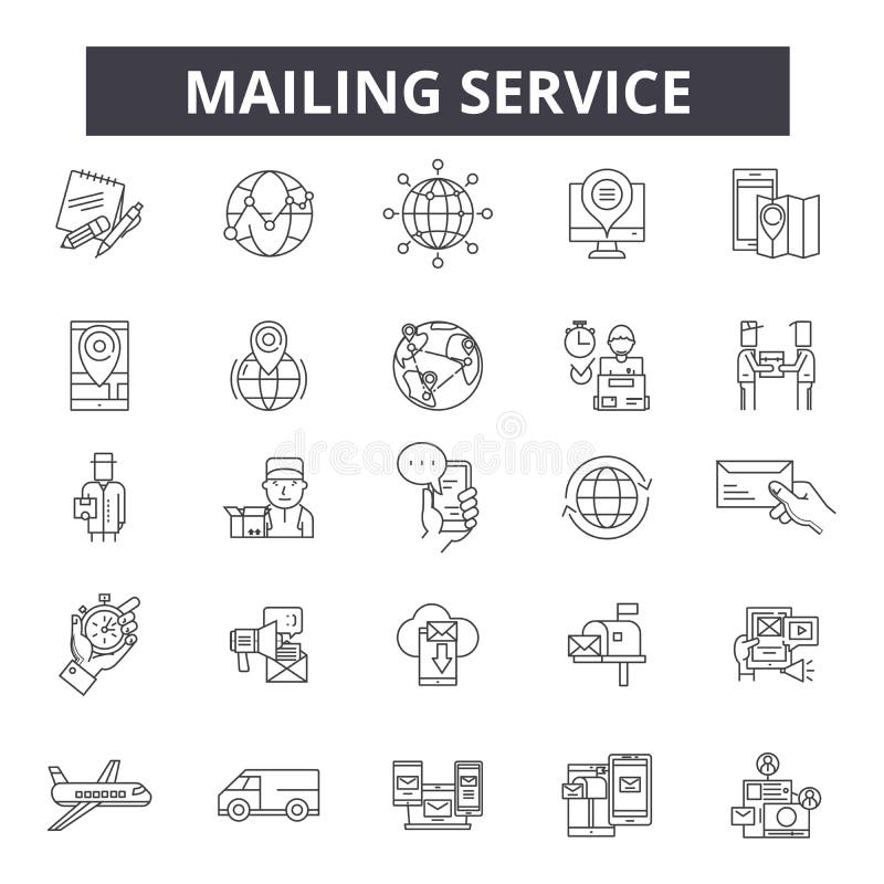 Mailing Service Line Icons, Signs, Vector Set, Outline Illustration Concept Stock Vector ...