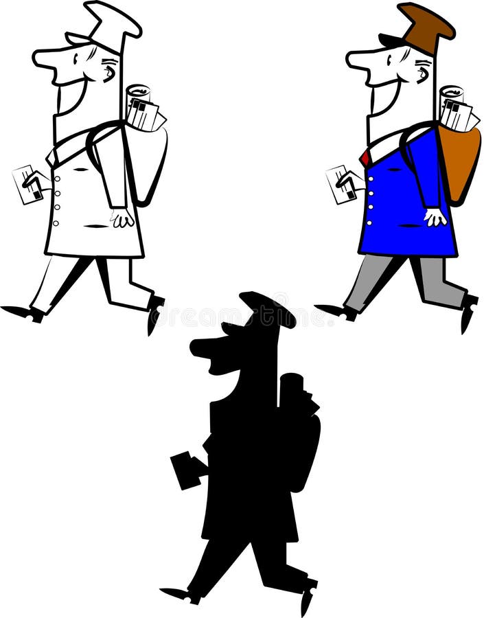 Retro mailman stock illustration. Illustration of silhouette - 53700326