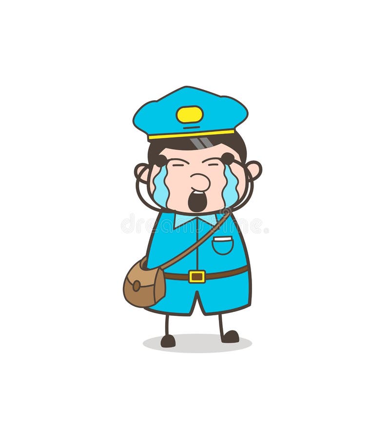 Sad Mailman Crying Face Vector Illustration Stock Illustration ...