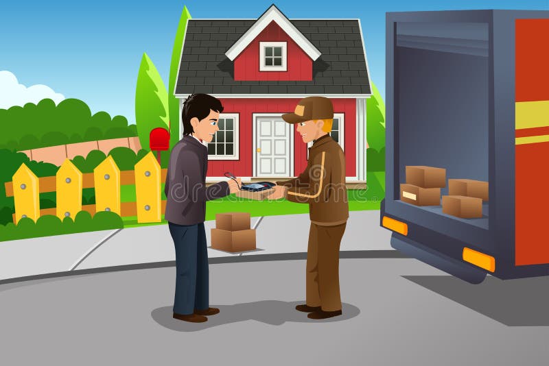Mailman Delivering a Package Stock Vector - Illustration of delivery ...