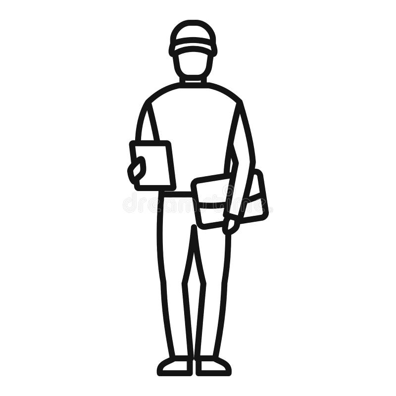 Mailman Icon, Outline Style Stock Vector - Illustration of line ...