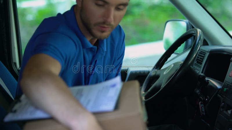 Courier Taking Boxes Out from Delivery Van, Moving Company, Goods ...