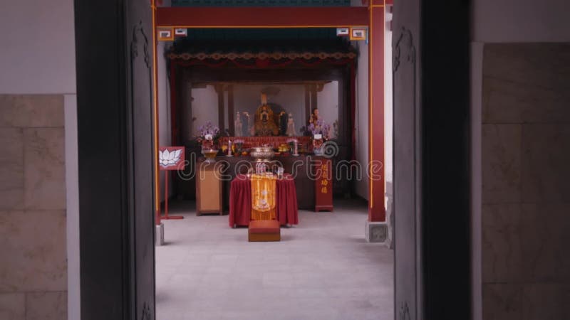The Main Altar Inside the Red Chinese Monastery with Yellow and Chinese ...