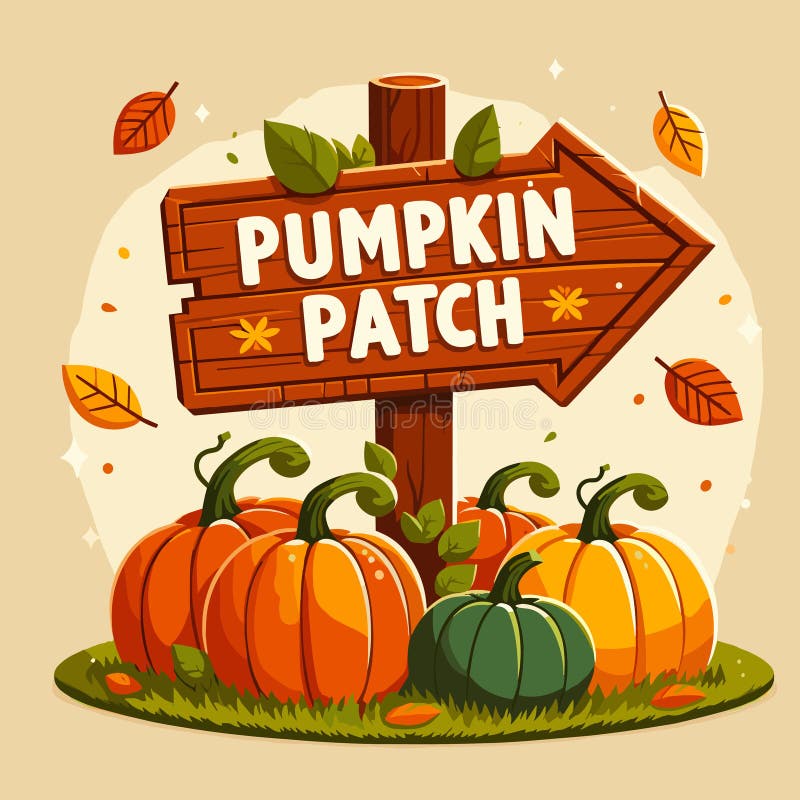 Pumpkin Patch Sign Vector Illustration Autumn Colors Fall Festival ...