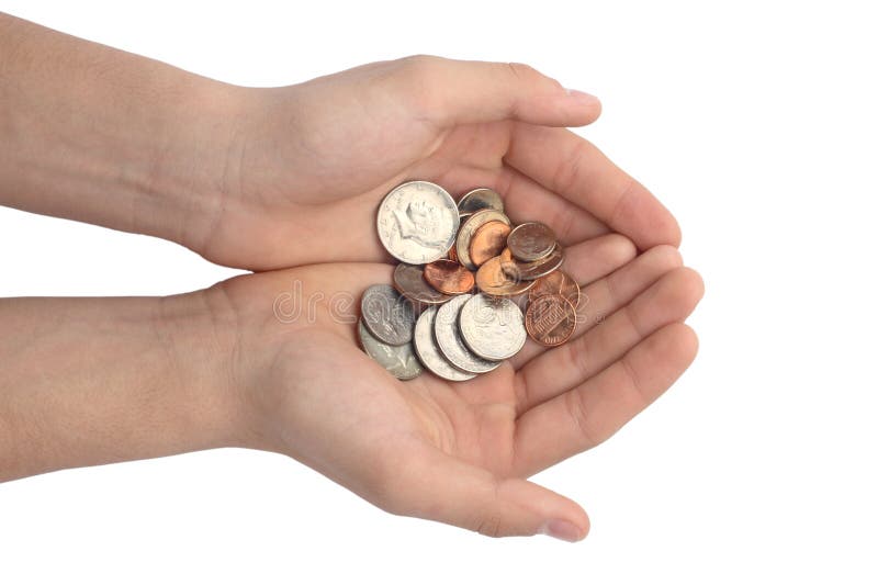 Main avec de l'argent image stock. Image du pièce, coût - 4381227