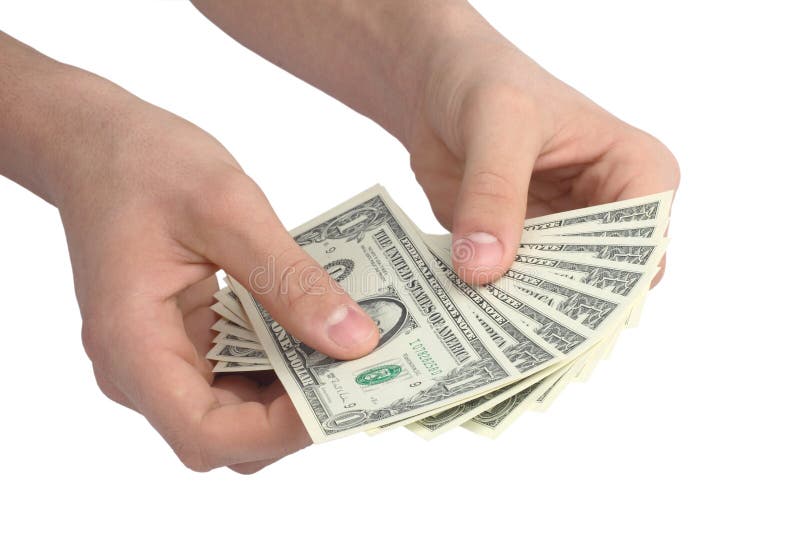 Main avec de l'argent image stock. Image du pièce, coût - 4381227