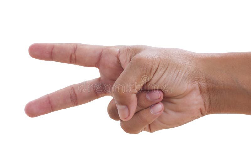 Main Masculine Avec Deux Doigts Dans Le Symbole De Paix Ou De Victoire ...