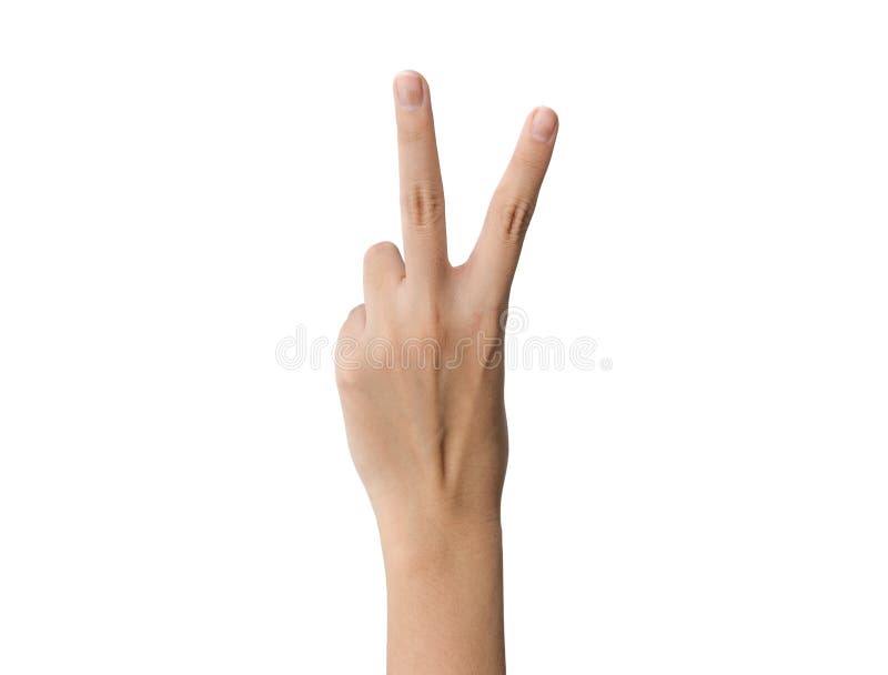 Main Avec Deux Doigts Levés En Signe De Paix Ou De Victoire Photo stock ...