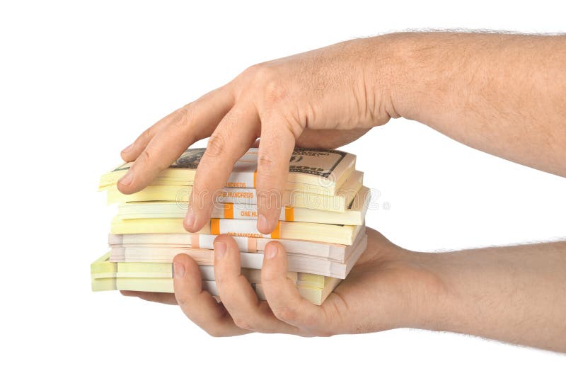 La Main D'homme D'affaires Donnant Des Paquets D'argent Photo stock ...