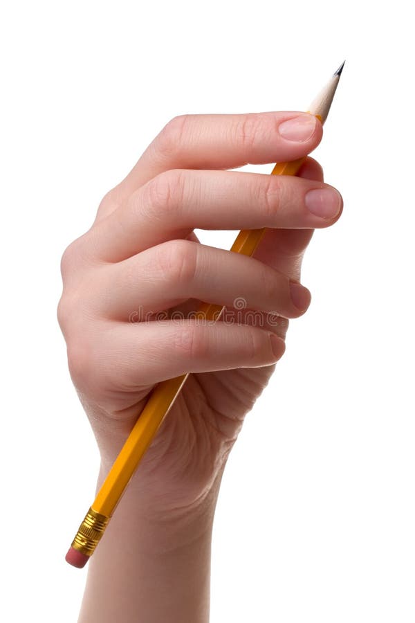 Main avec un crayon image stock. Image du blanc, objet - 1640723