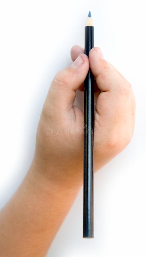 Main Avec Le Crayon Lecteur Photo stock - Image du isolement, papier ...