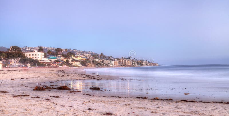 Main Beach at Sunset in Laguna Beach Stock Image - Image of laguna ...
