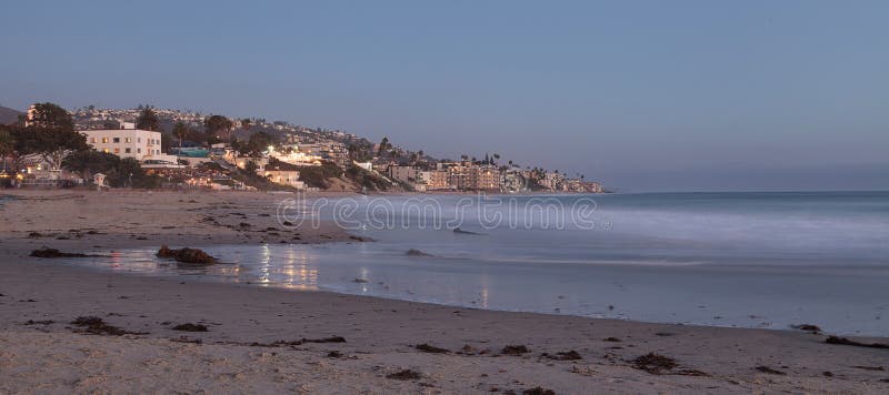 Main Beach at Sunset in Laguna Beach Stock Photo - Image of main ...