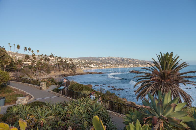 Main Beach at Sunset in Laguna Beach Stock Image - Image of smooth ...